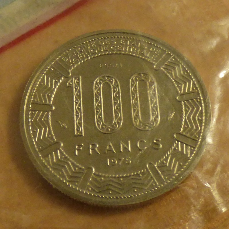 BEAC Gabon 100 francs 1975 Essai in original seal