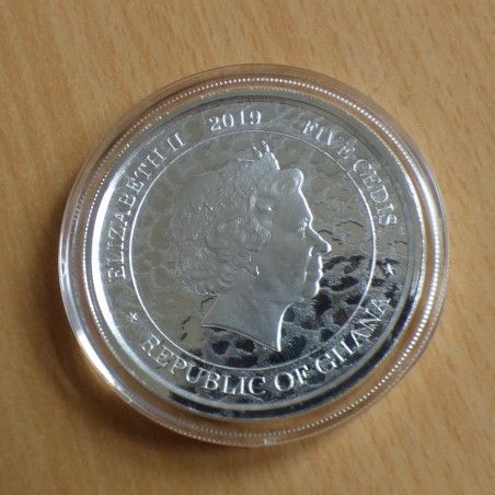 Ghana 5 Cedis 2019 LEOPARD argent 99.9% 1 oz